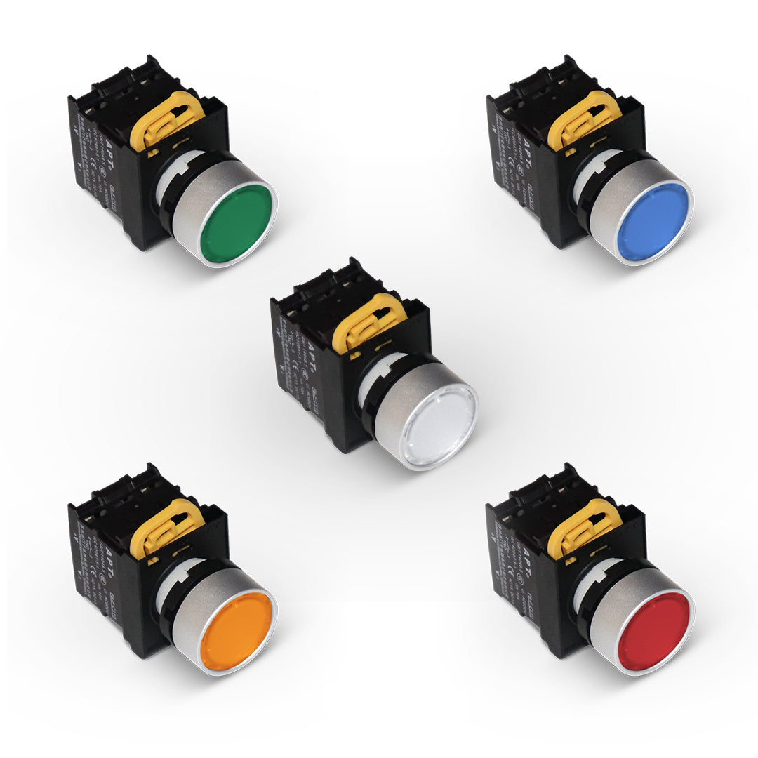 22mm illuminated Momentary Pushbutton- 220V AC/DC LED – Elekron Baal