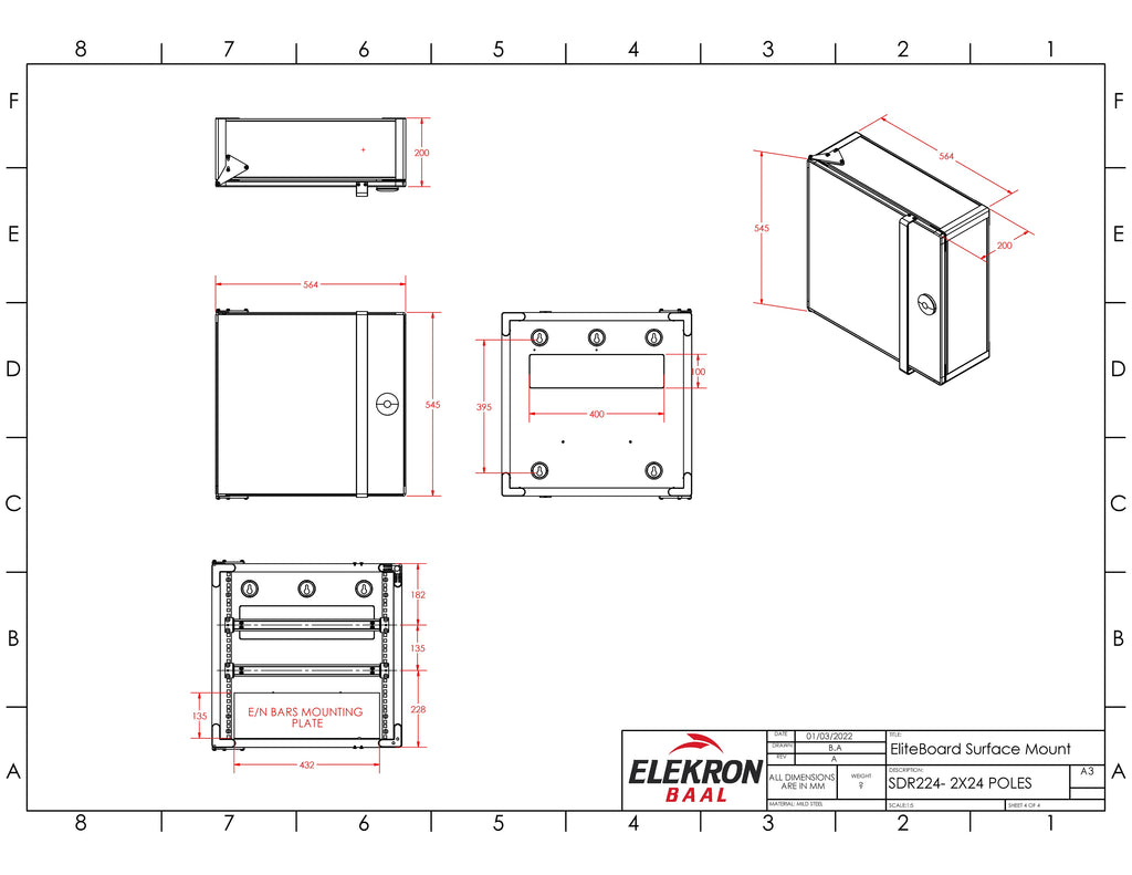 2X24 POLES Surface Mount Din rail Enclosure – Elekron Baal