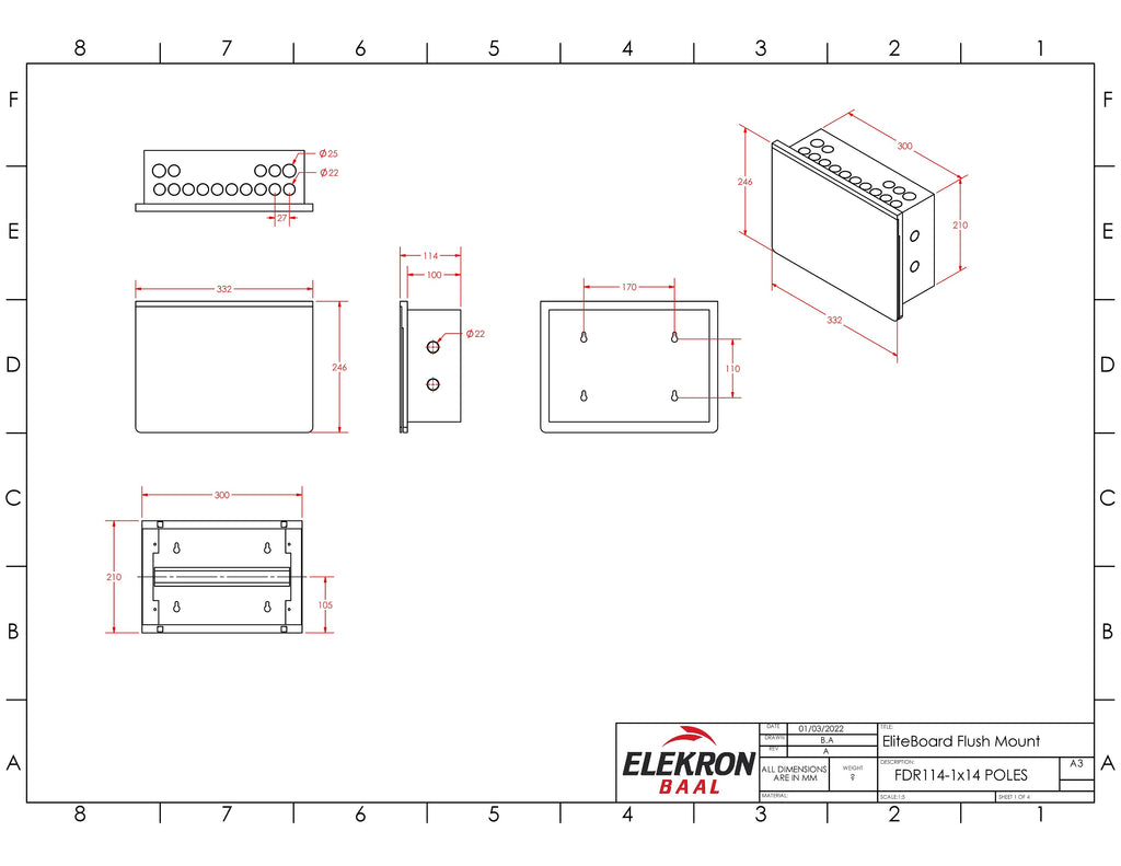 1x14 POLES Flush Mount Din rail Enclosure – Elekron Baal