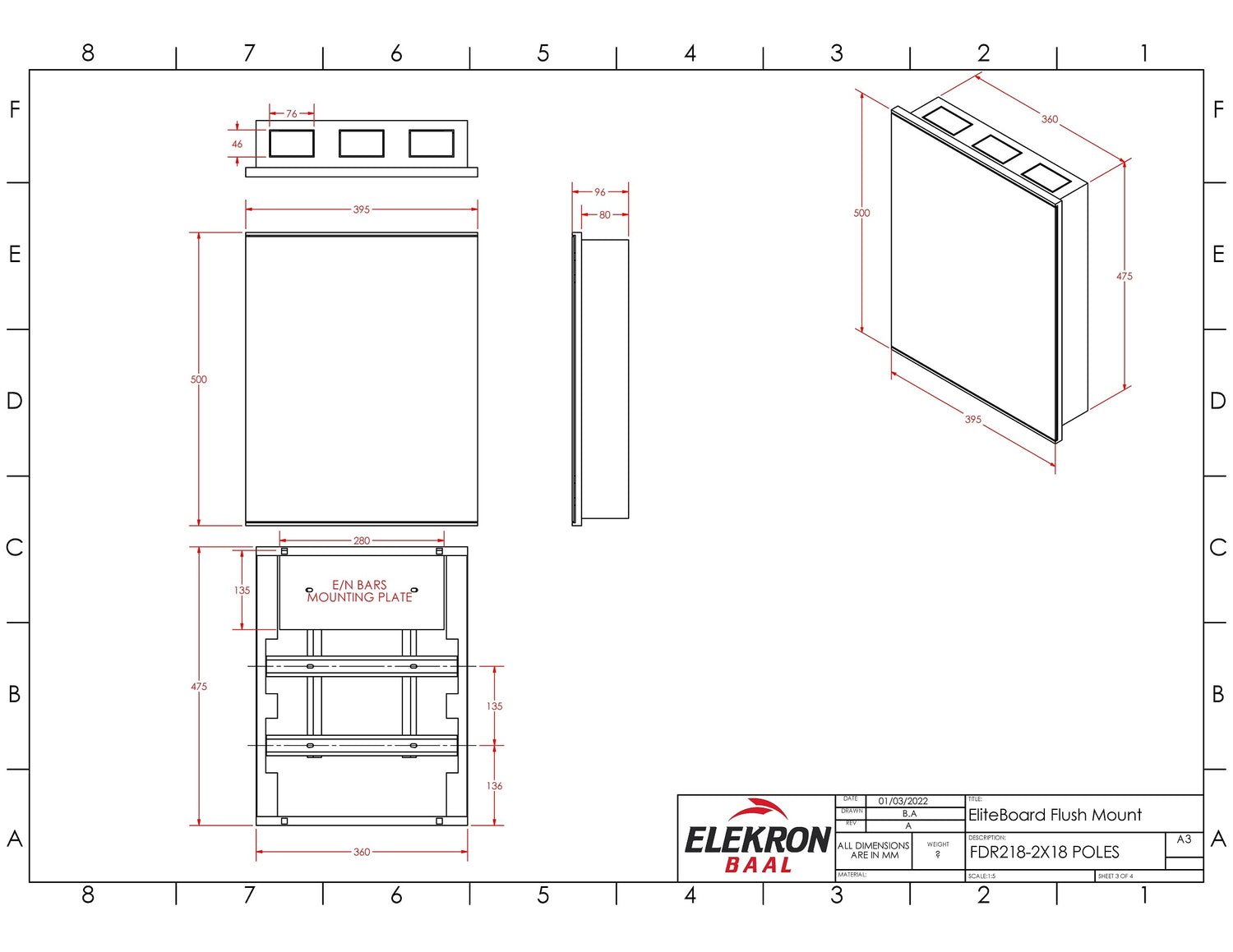 2x18 POLES Flush Mount Din rail Enclosure – Elekron Baal