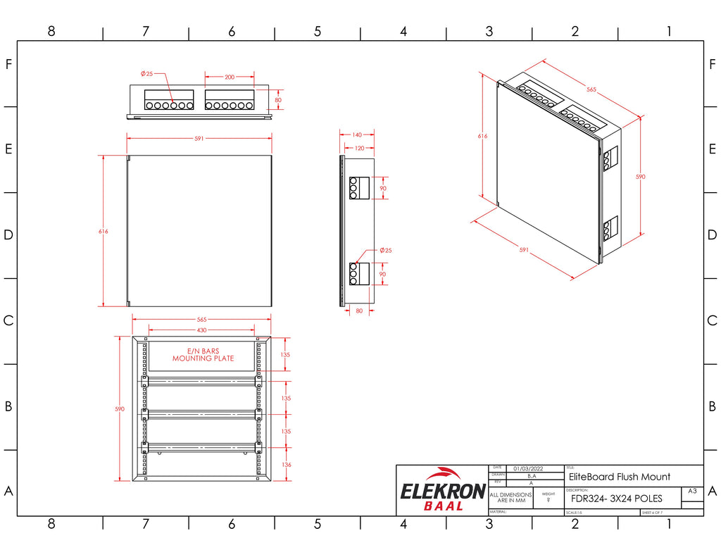 3x24 POLES Flush Mount Din rail Enclosure – Elekron Baal