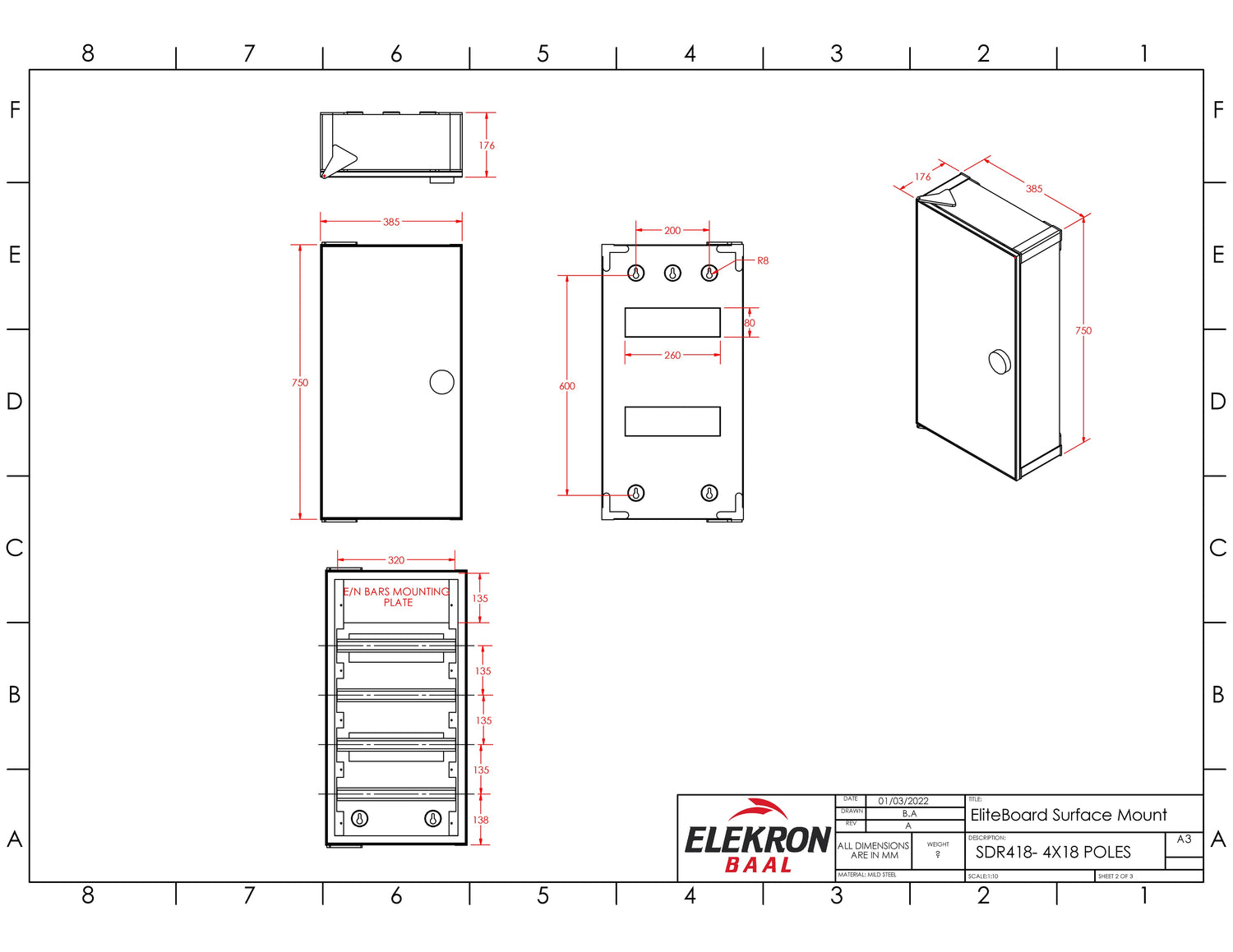 4x18 POLES Surface Mount Din rail Enclosure – Elekron Baal