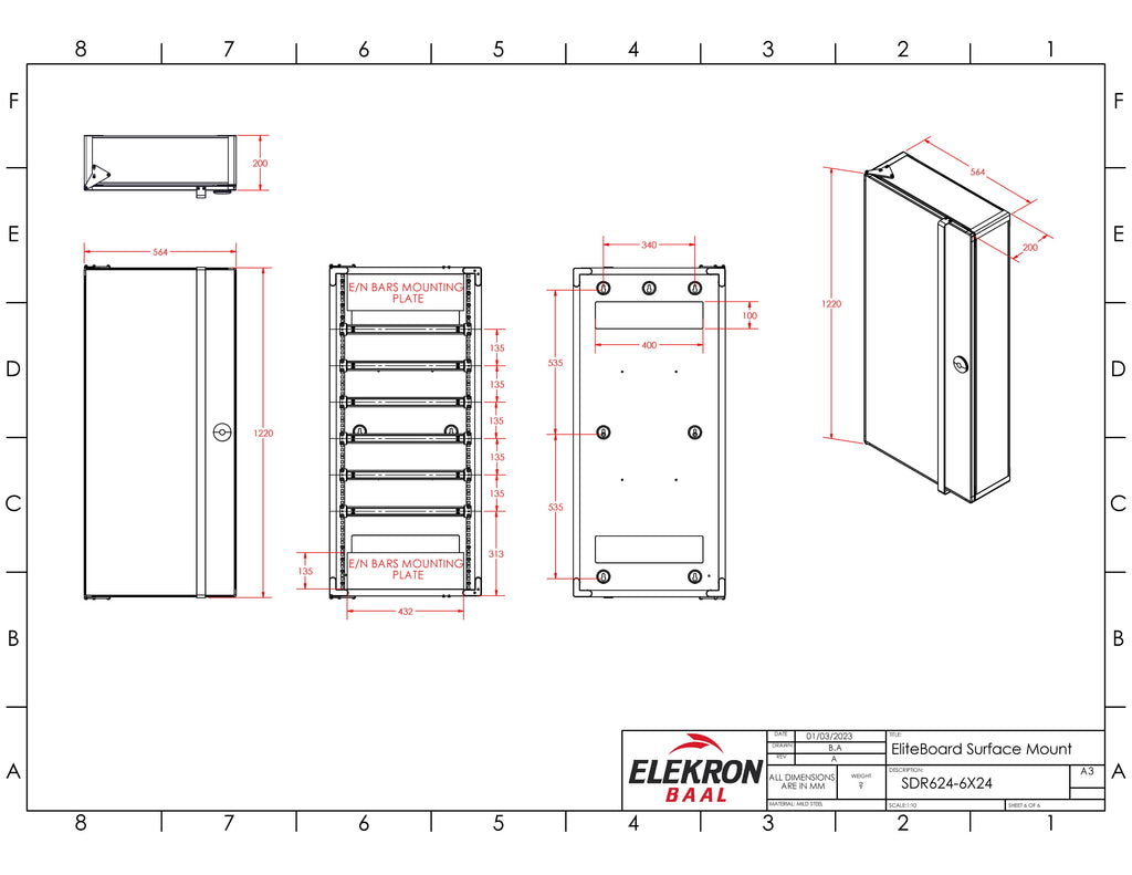 6X24 POLES Surface Mount Din rail Enclosure – Elekron Baal